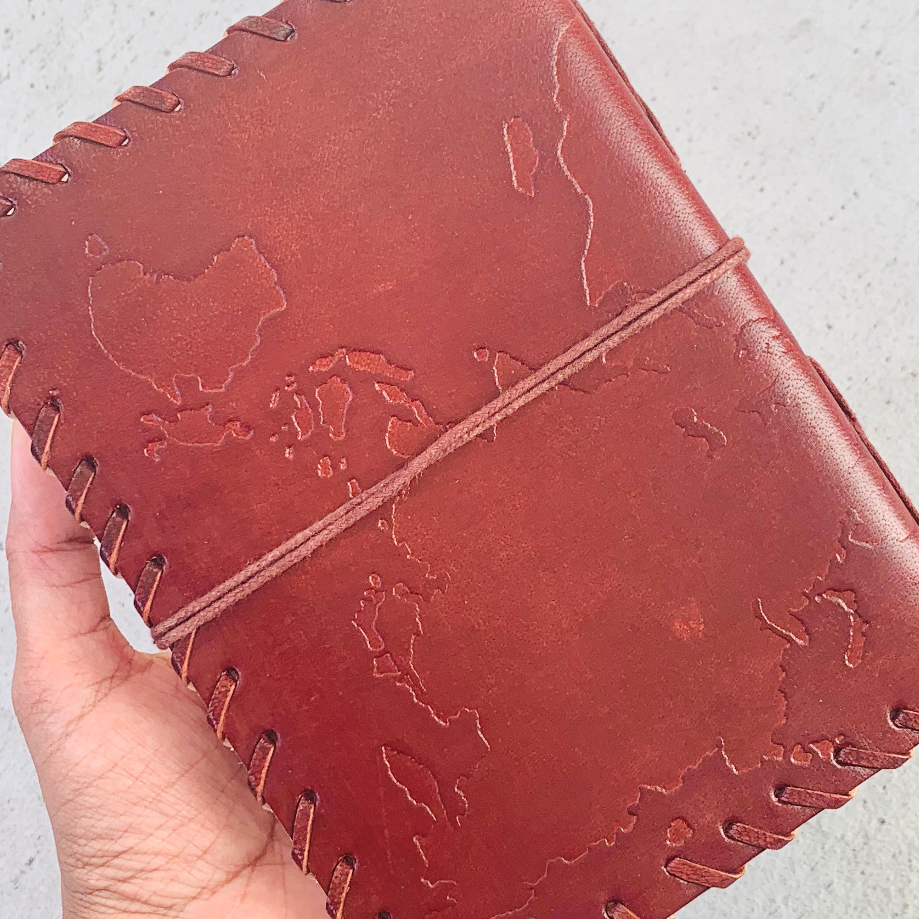 World Map Leather Travel Journal Rustic Leather Book | Etsy