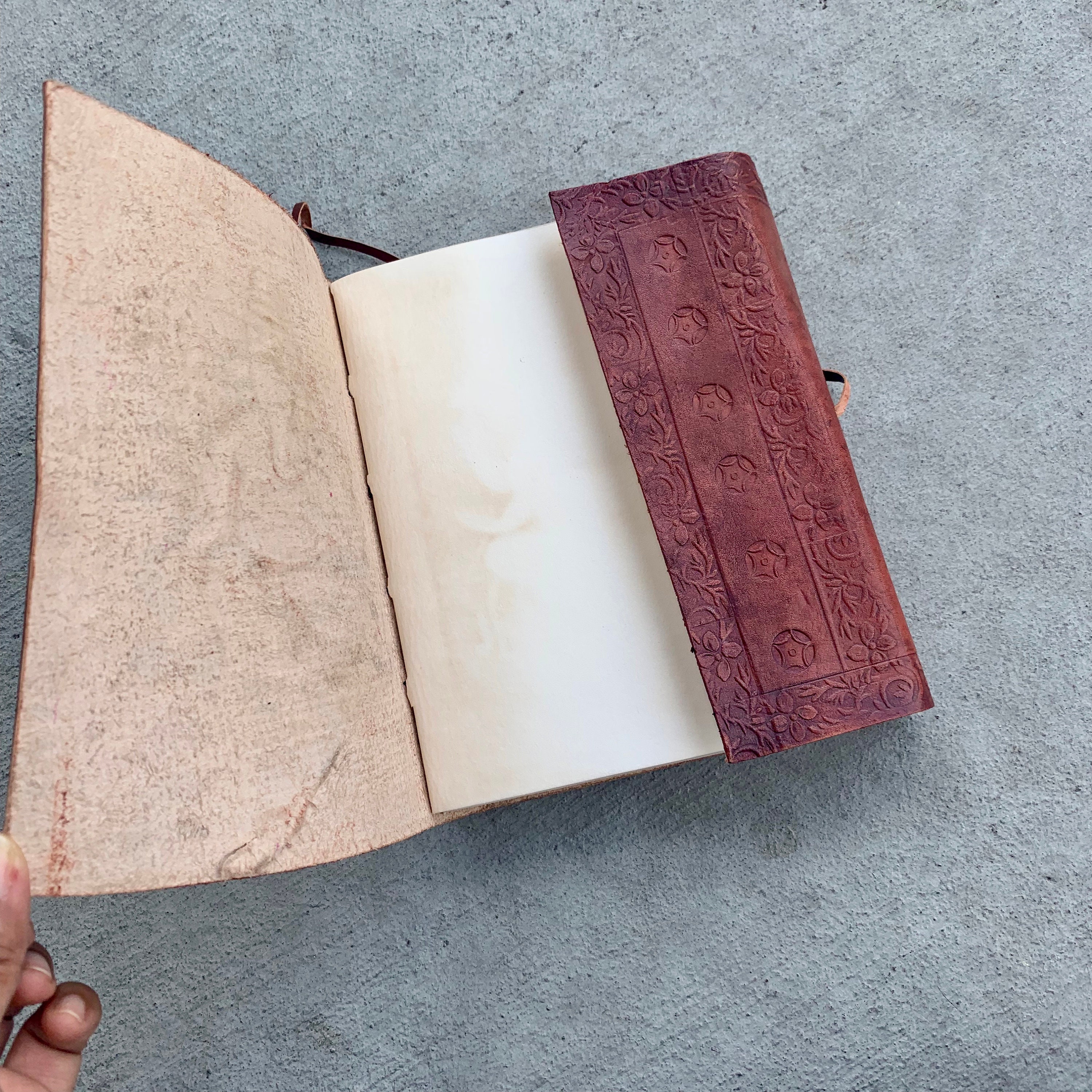 Om Leather Journal Rope Closure Handmade Recycled Cotton Paper, Antique ...