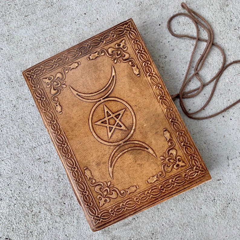 Leather Journal, Celestial Triple Moon Writing Journals, Rustic Travel ...