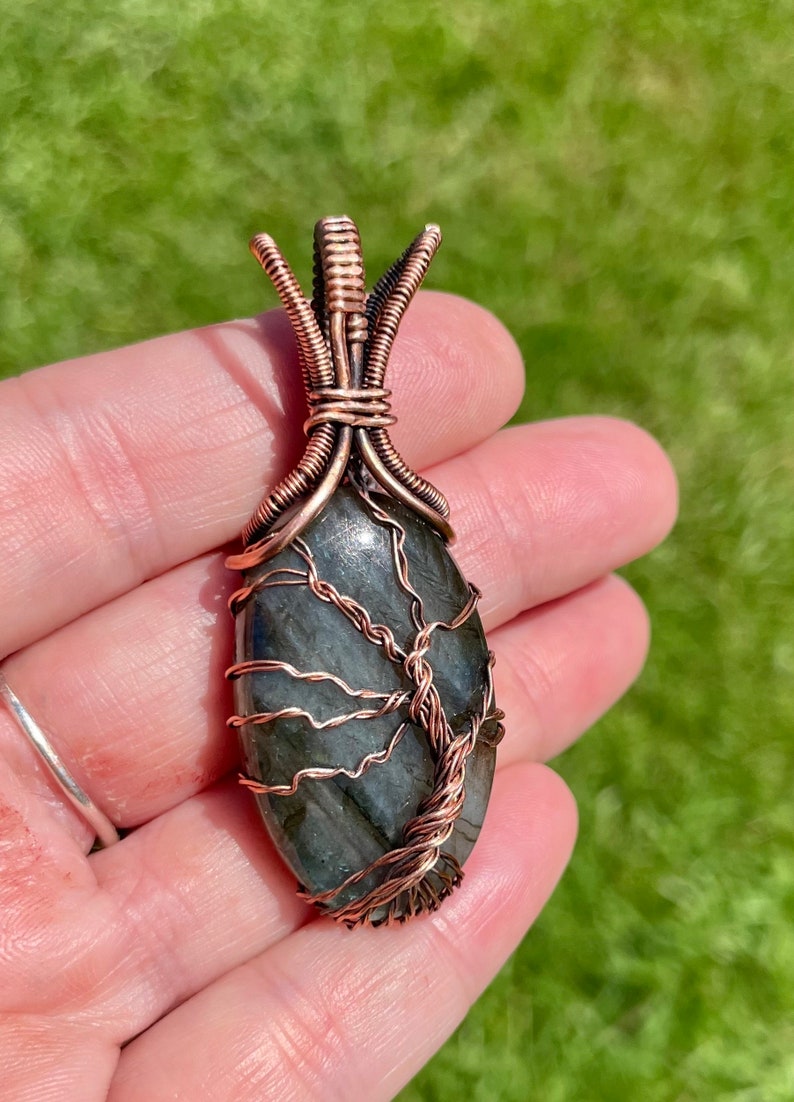 LABRADORITE -wire Wrapped Pendant- Tree of Life - Etsy