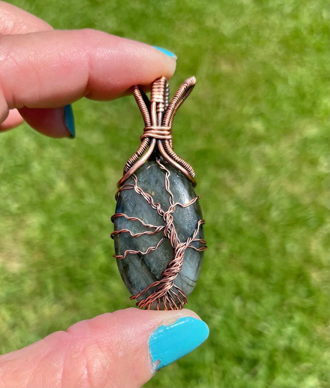 LABRADORITE -wire Wrapped Pendant- Tree of Life - Etsy
