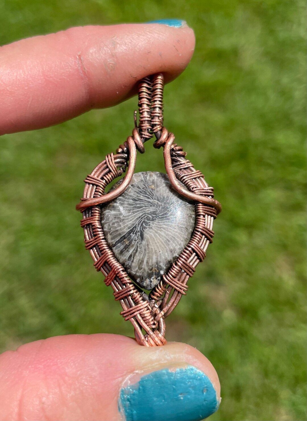 FEATHER Fossil-wire Wrapped Pendant and Necklace - Etsy