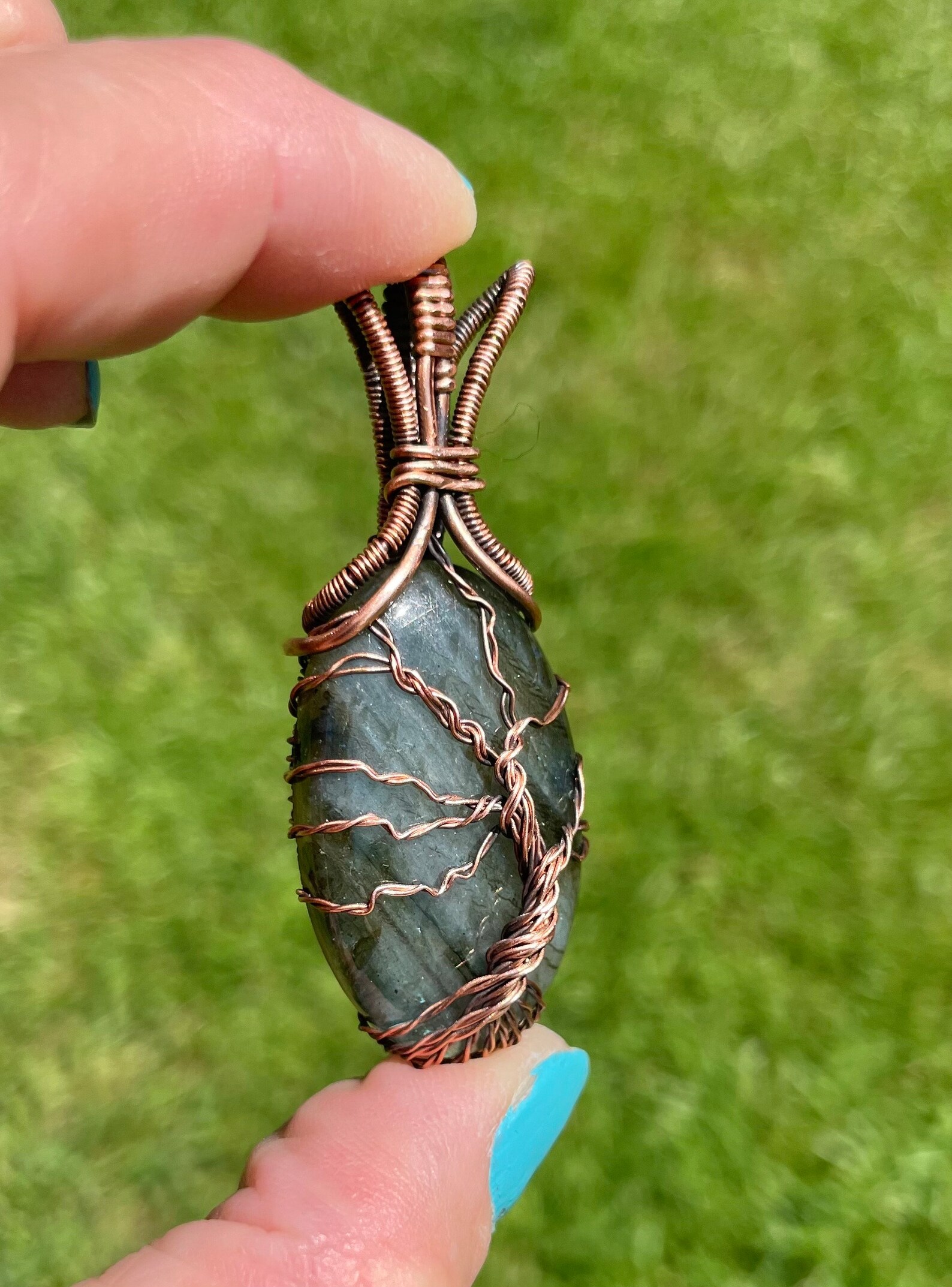 LABRADORITE -wire Wrapped Pendant- Tree of Life - Etsy