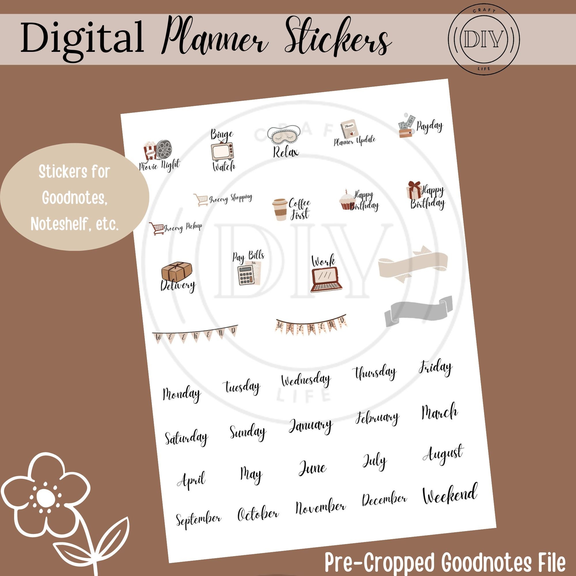 Everyday Life Digital Stickers | Goodnotes File | Functional Sticker ...