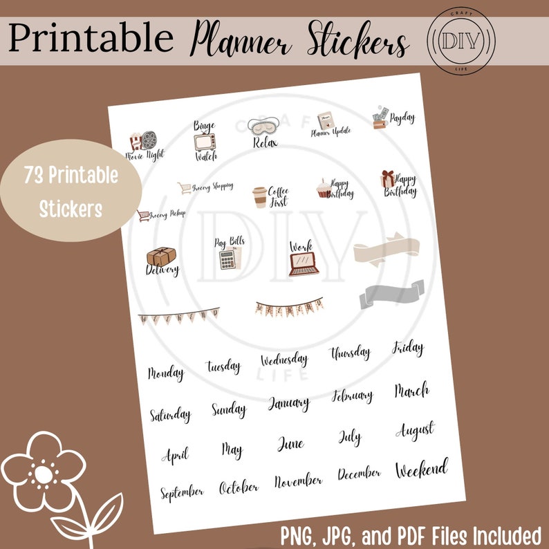 Everyday Life Planner Stickers Printable Everyday Stickers Planner Stickers Functional