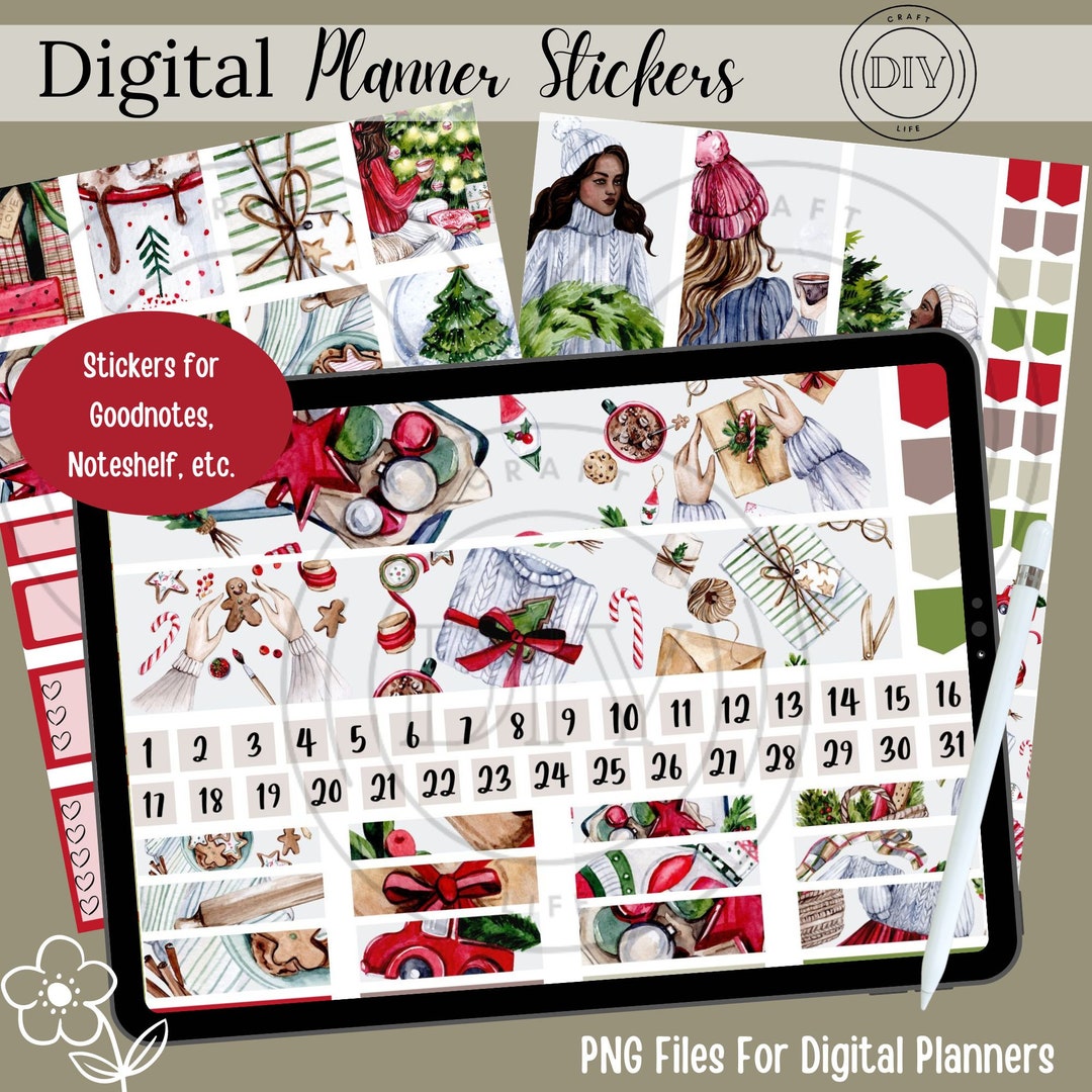 Christmas Digital Stickers | Planner Stickers | Christmas Stickers ...