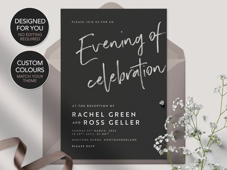 Printable Wedding Reception Invite Evening Guests Save the - Etsy