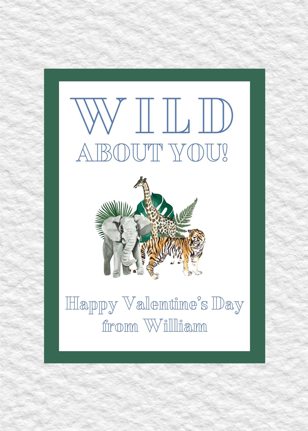 Personalized Valentine Jungle Animals Wild About You - Etsy