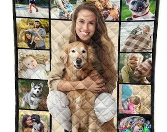 Custom Photo Quilt, Photo Quilt, Memory Quilt,dog Quilt,dog Mom,dog ...