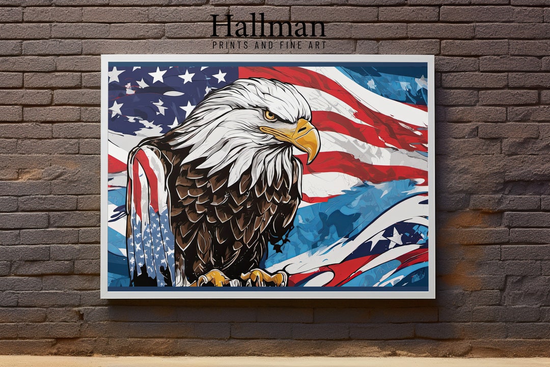 Soaring Freedom, Graffiti Eagle Over Flag, American Spirit Digital Art ...