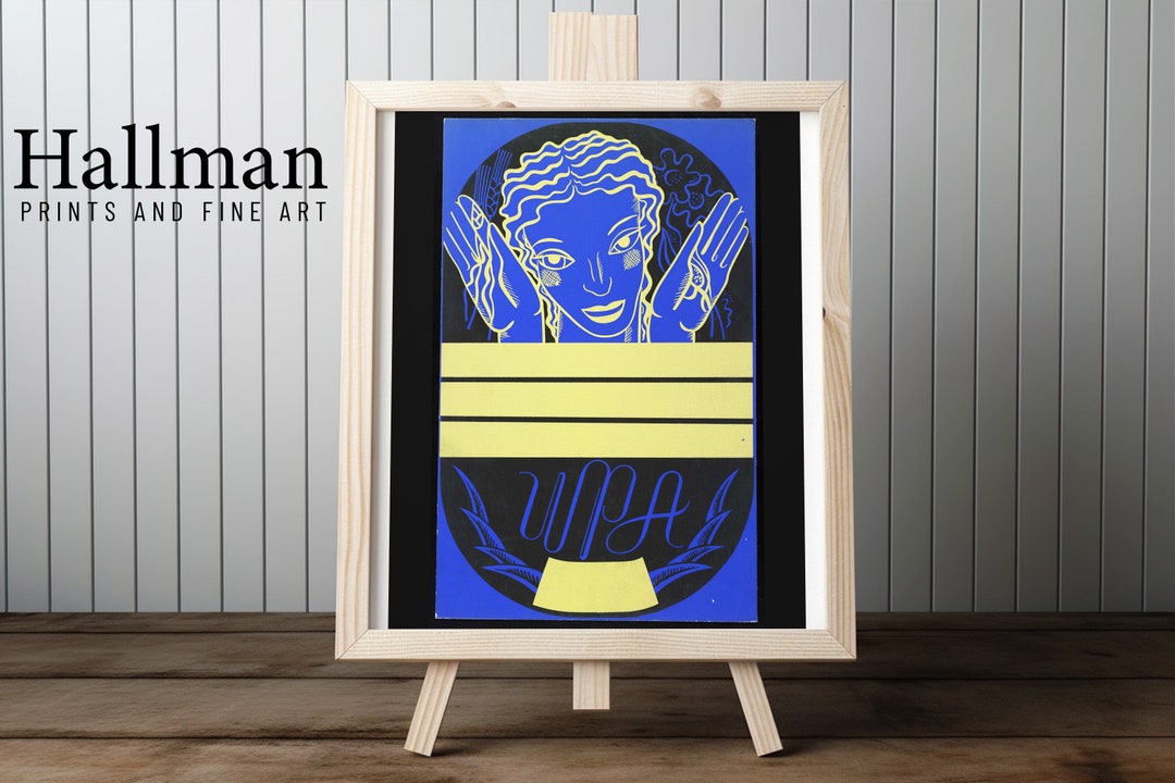 Vintage Wpa-inspired Female Figure Poster, Artistic Blue Silkscreen ...