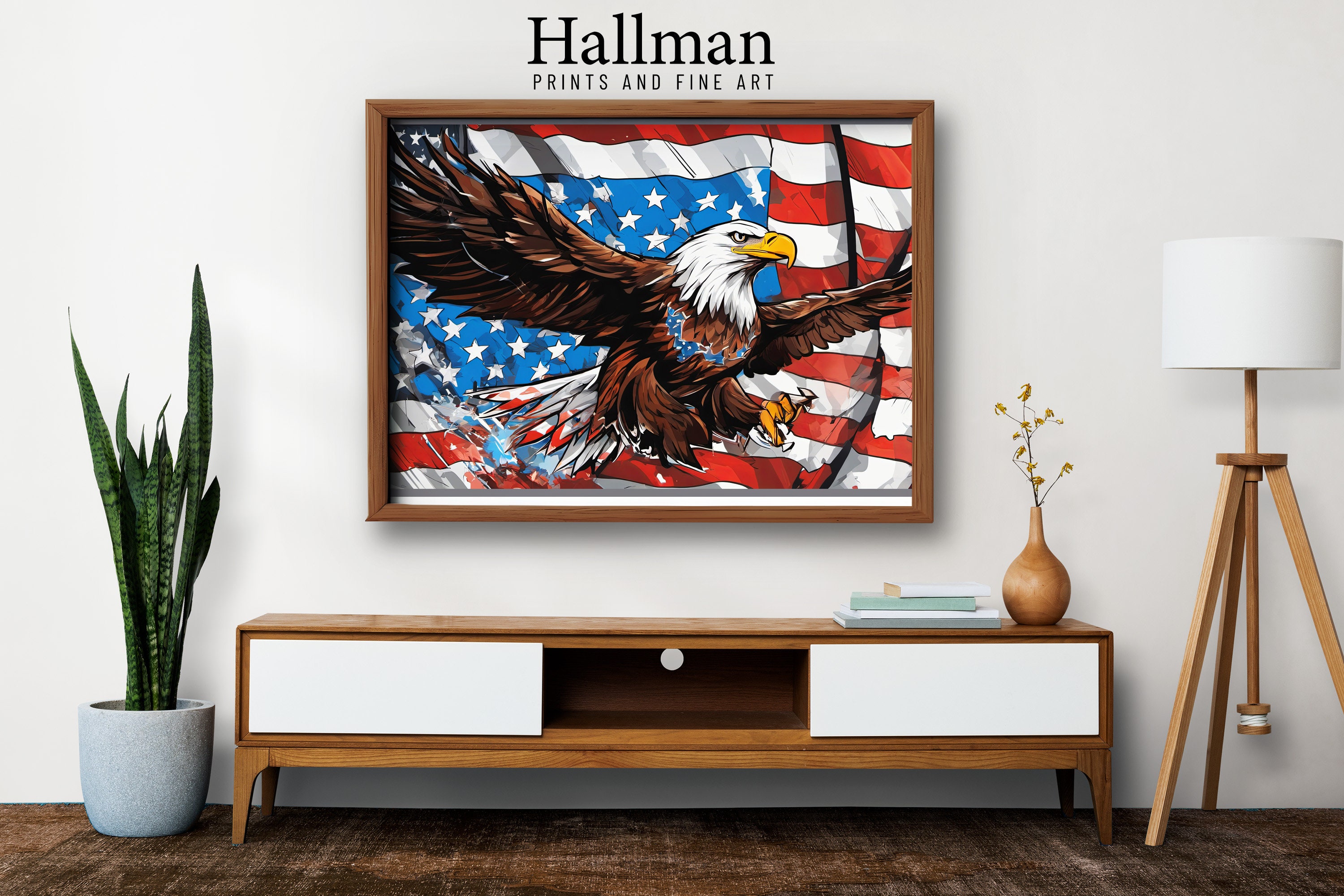 Soaring Freedom, Graffiti Eagle Over Flag, American Spirit Digital Art ...