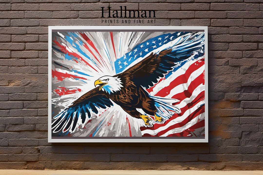 Soaring Freedom, Graffiti Eagle Over Flag, American Spirit Digital Art ...