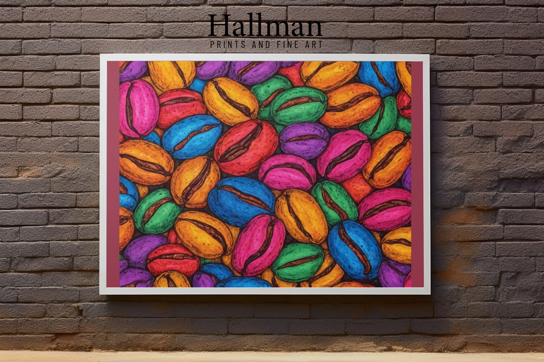 Colorful Coffee Bean Art Print, Psychedelic Kitchen Wall Decor, Digital ...