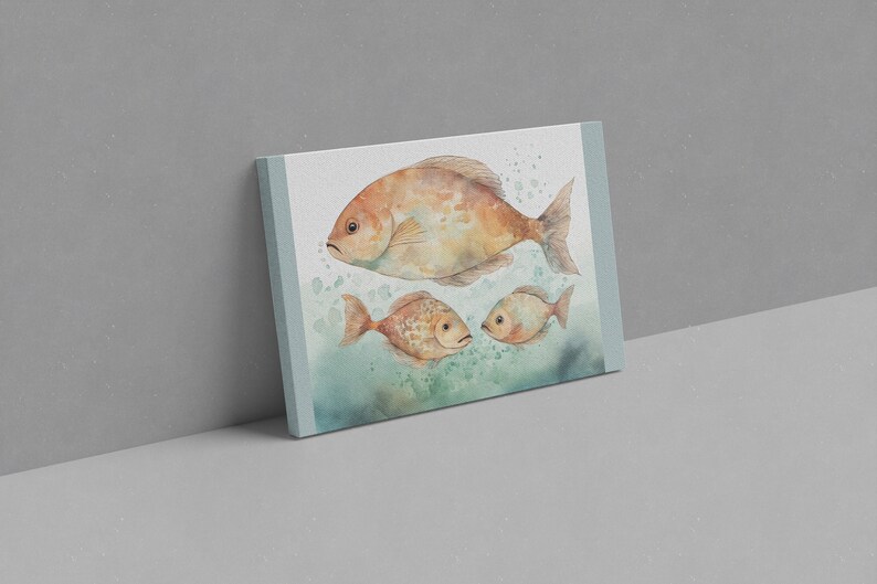 Title: Watercolor Fish Family Print, Aquatic Nursery Decor, Wall Art ...