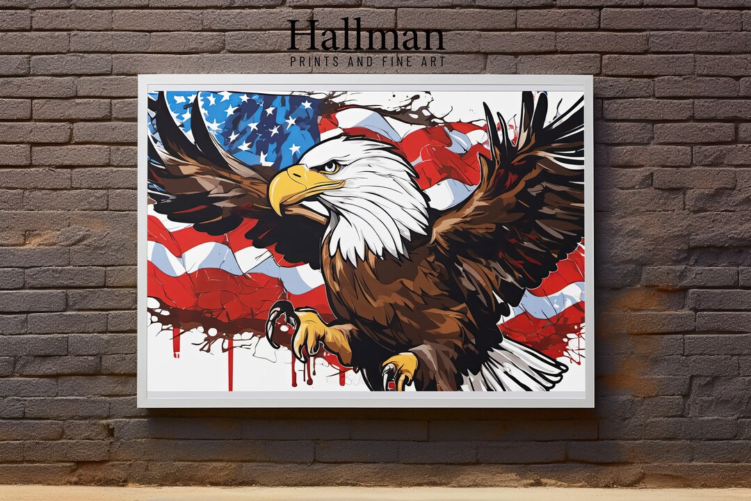 Soaring Freedom, Graffiti Eagle Over Flag, American Spirit Digital Art ...
