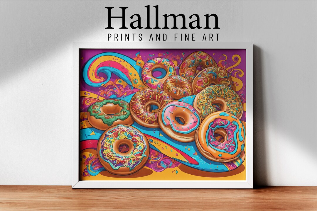 Abstract Bagel Design Print, Digital Doughnut Artwork, Eclectic Home ...