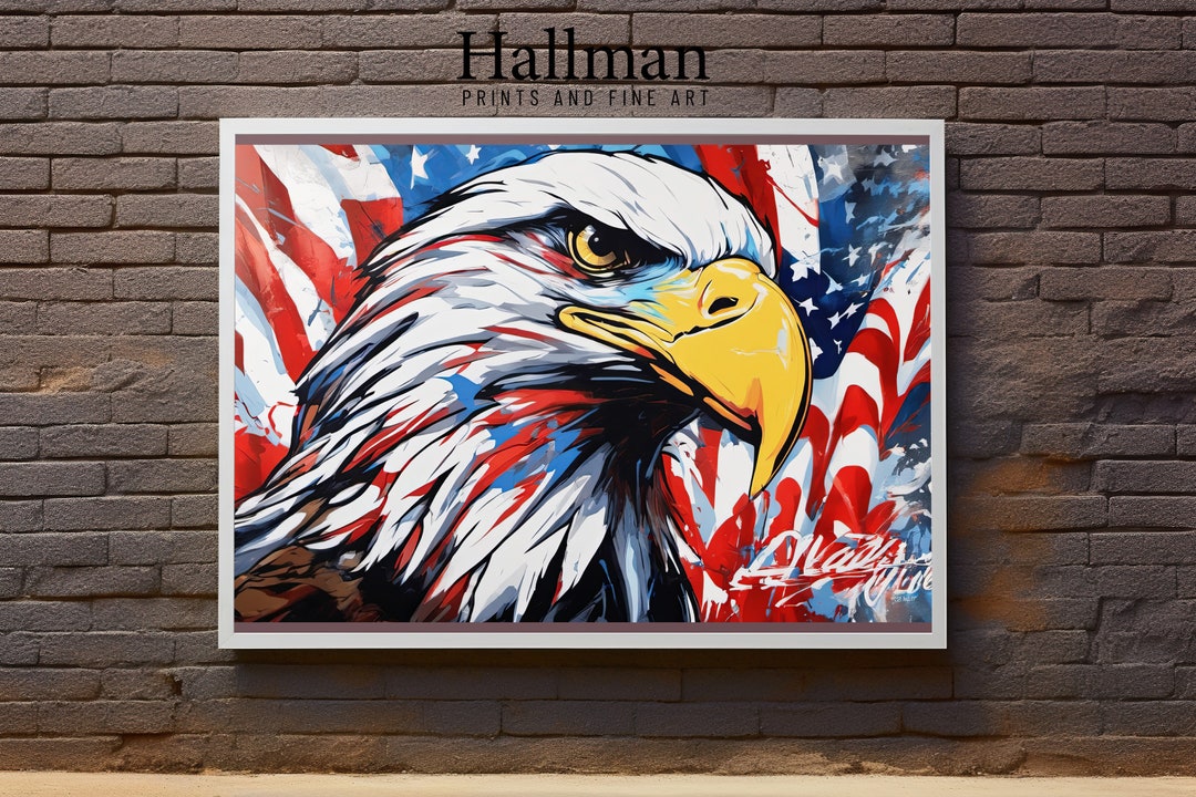 Soaring Freedom, Graffiti Eagle Over Flag, American Spirit Digital Art ...