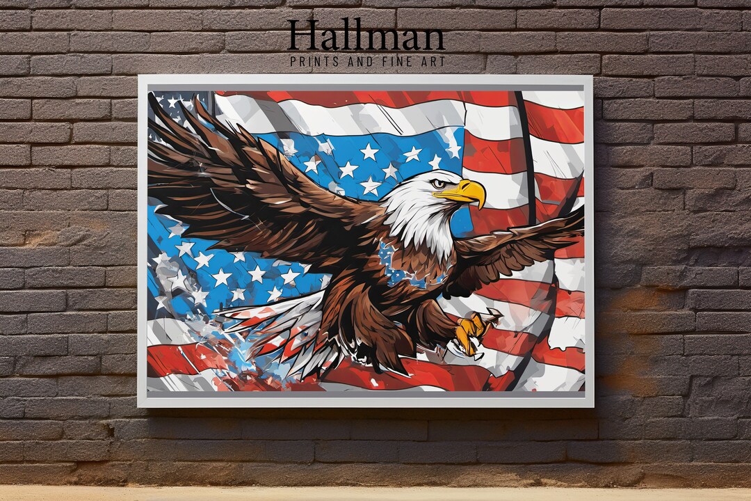Soaring Freedom, Graffiti Eagle Over Flag, American Spirit Digital Art ...