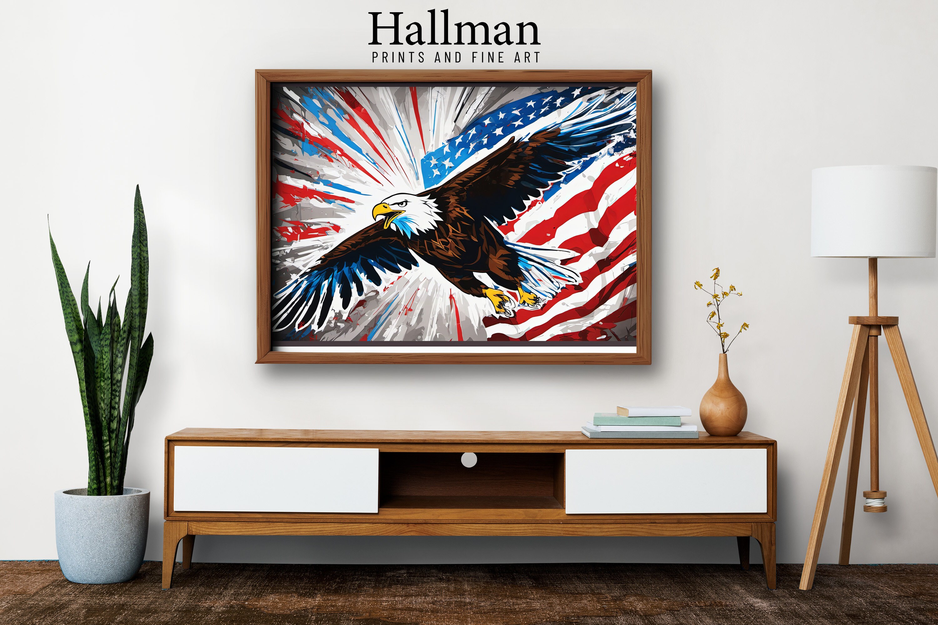 Soaring Freedom, Graffiti Eagle Over Flag, American Spirit Digital Art ...