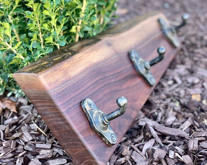 Live Edge Coat Rack Coat Rack Live Edge Walnut Black - Etsy