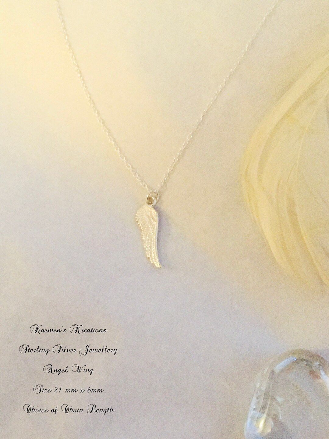 Sterling Silver Angel Wing Necklace Angel Wing Necklace - Etsy