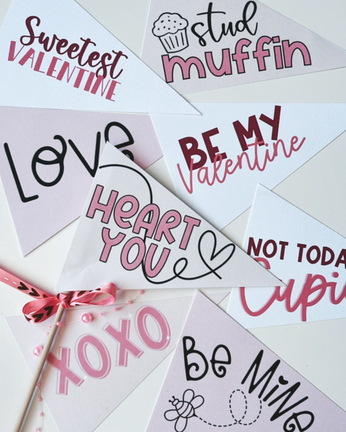 Printable Valentine Pennants Valentines Day Flag Printable Pennants ...