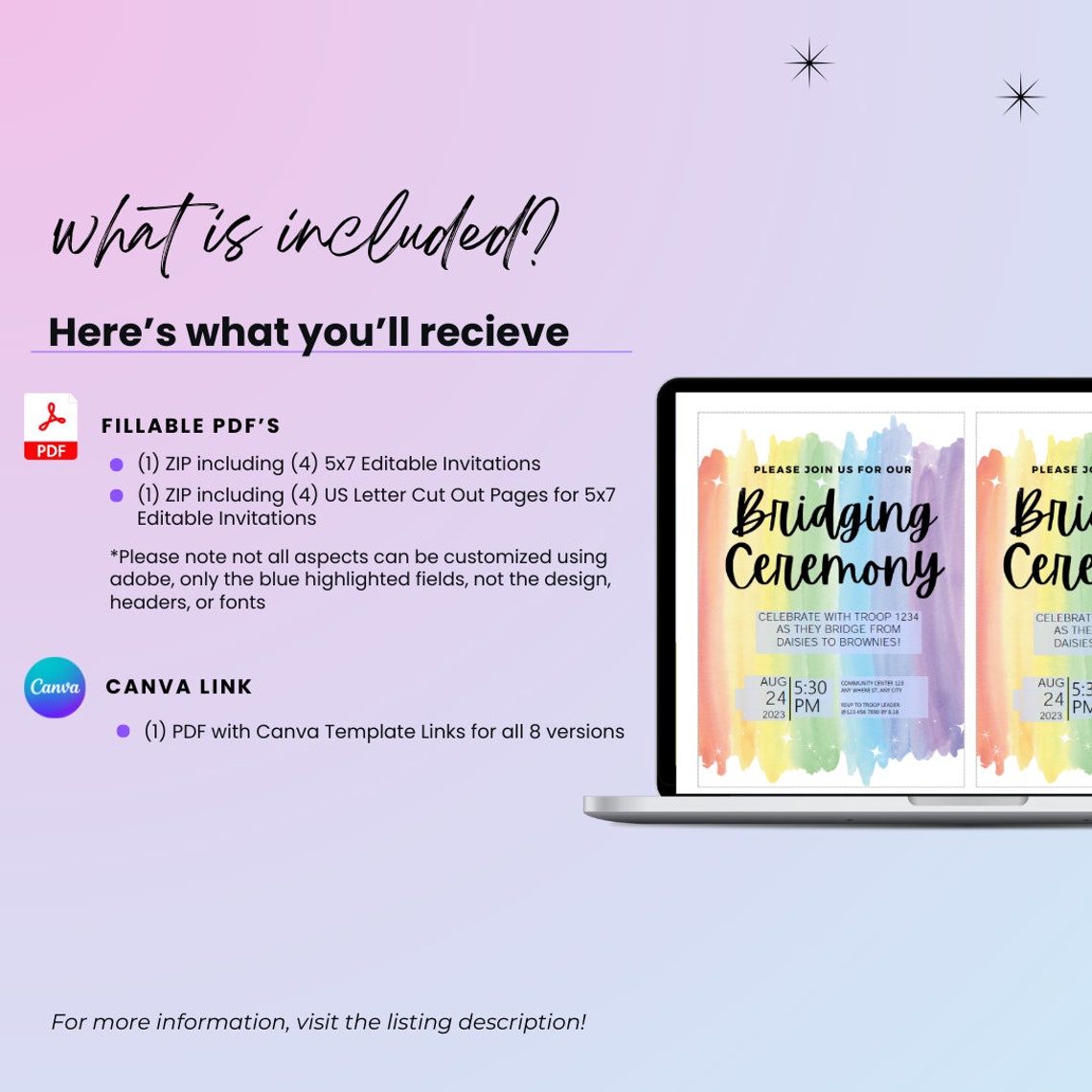 Girl Scout Bridging Ceremony Invitation: Editable Canva Template ...