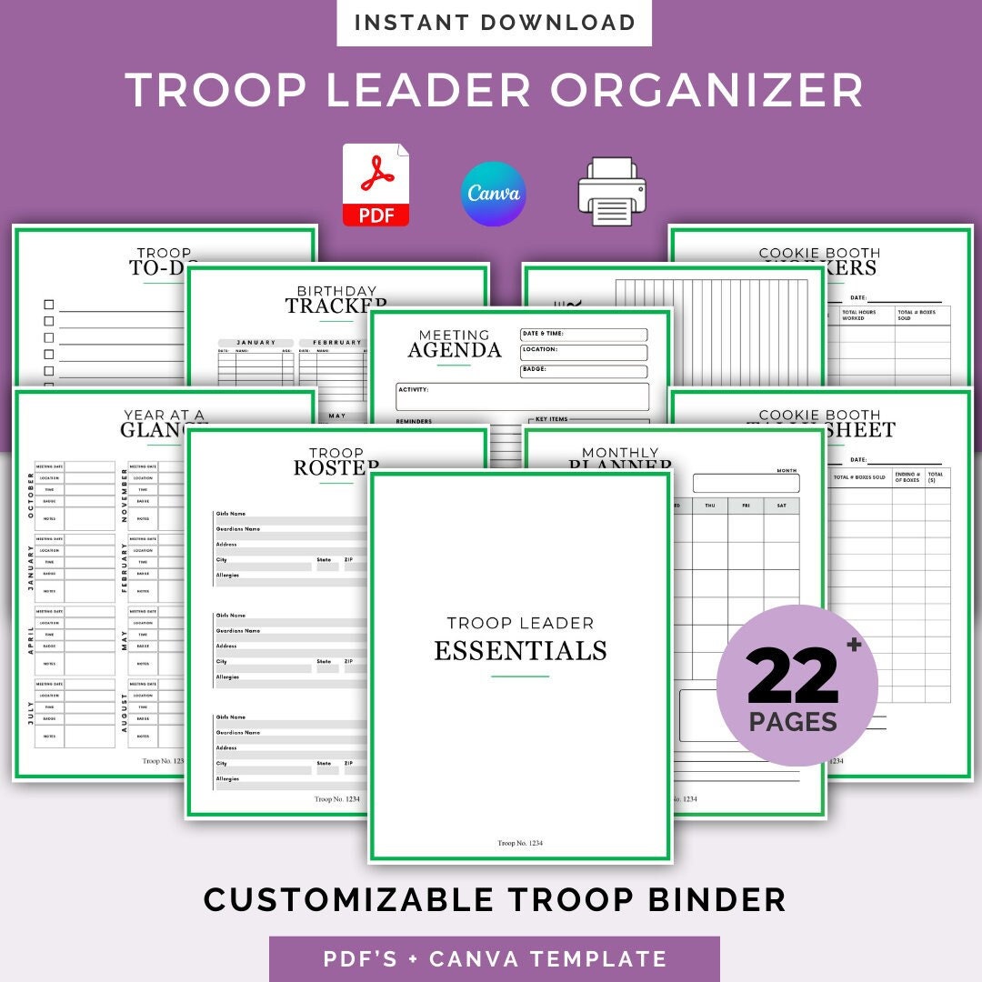 Girl Scout Troop Leader Planner: Editable Binder (digital Download) - Etsy
