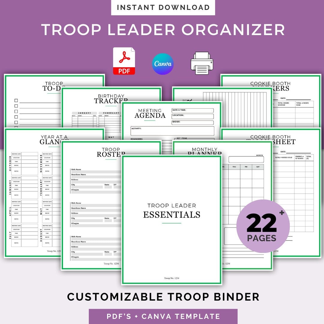 Girl Scout Troop Leader Planner: Editable Binder (digital Download) - Etsy