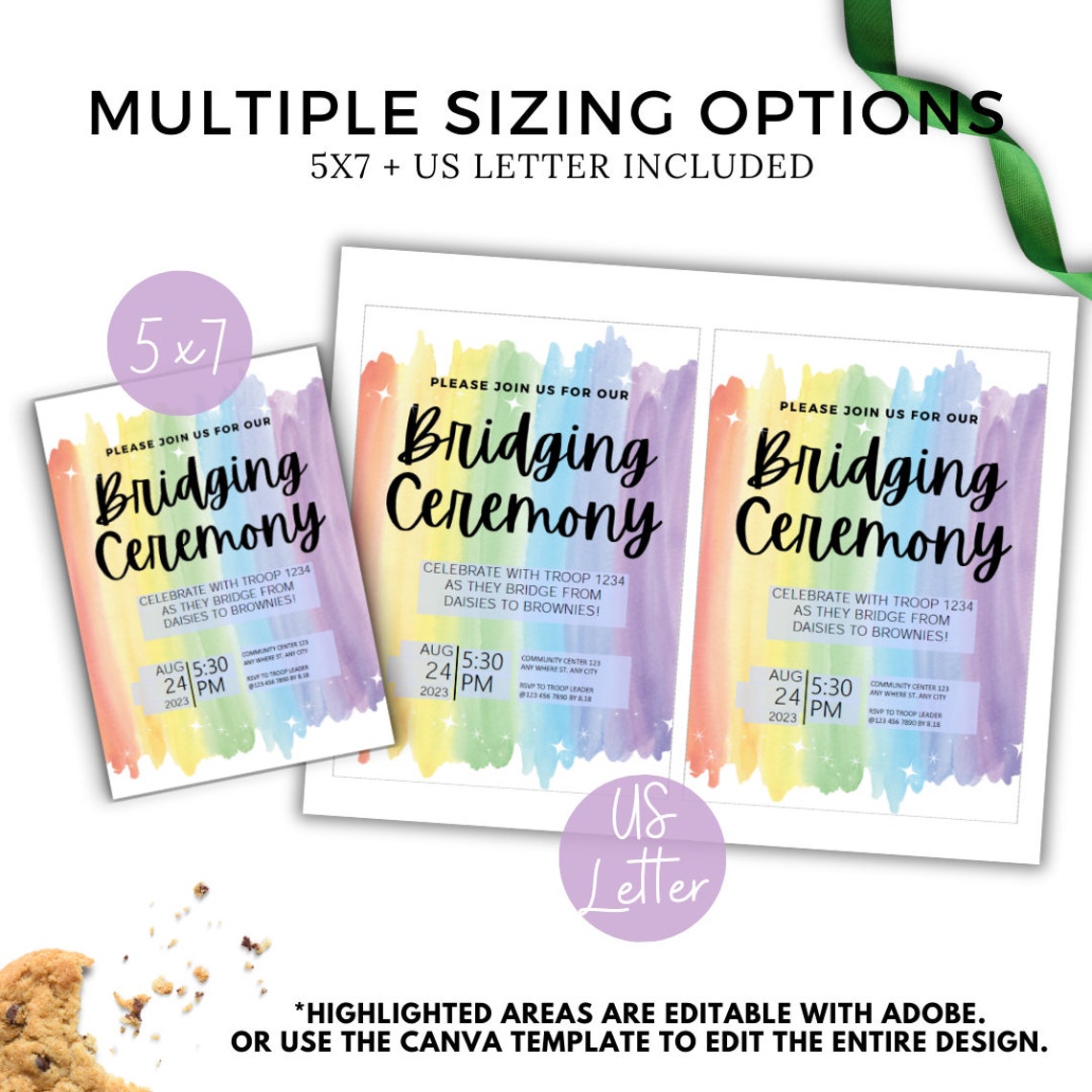 Girl Scout Bridging Ceremony Invitation: Editable Canva Template ...