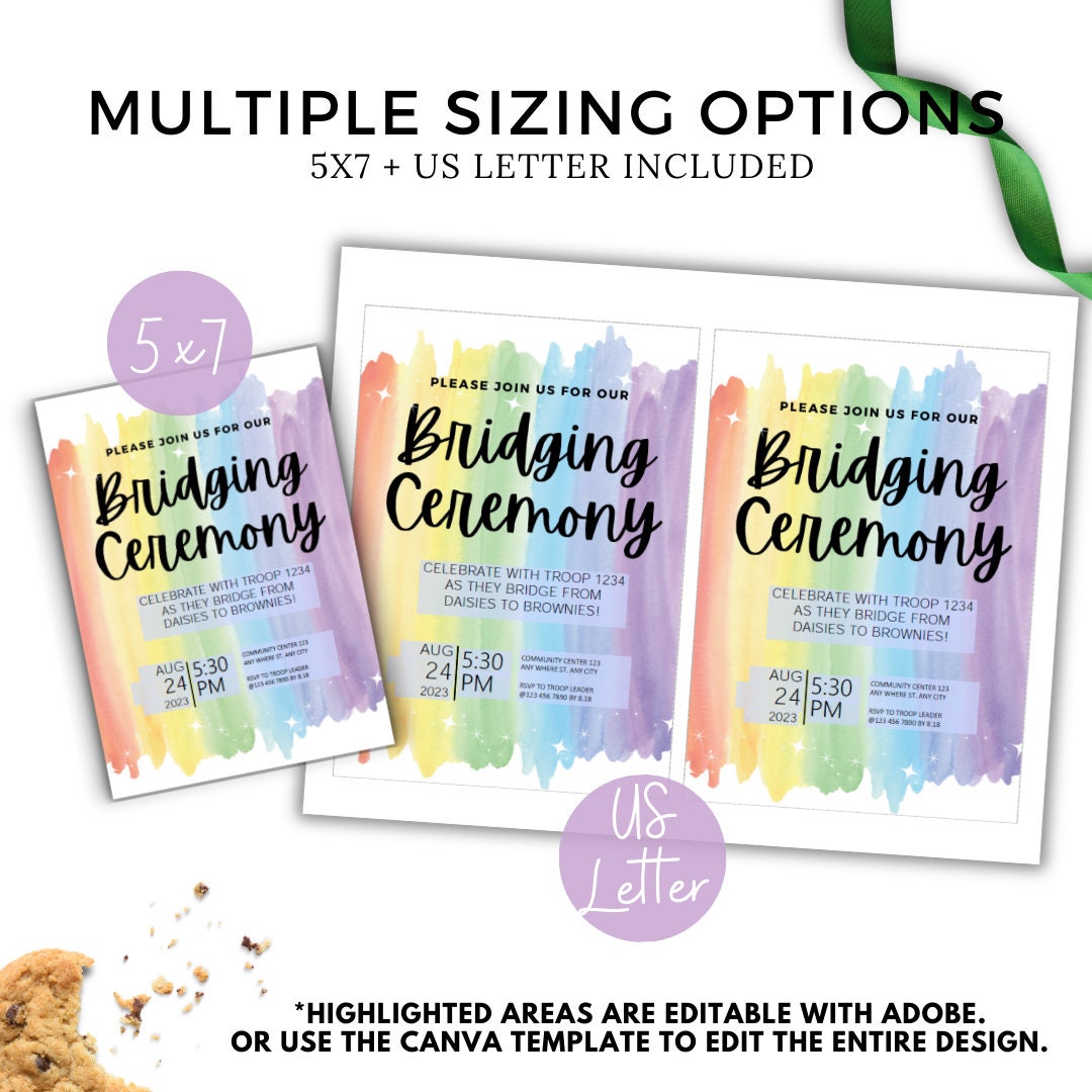 Girl Scout Bridging Ceremony Invitation: Editable Canva Template ...
