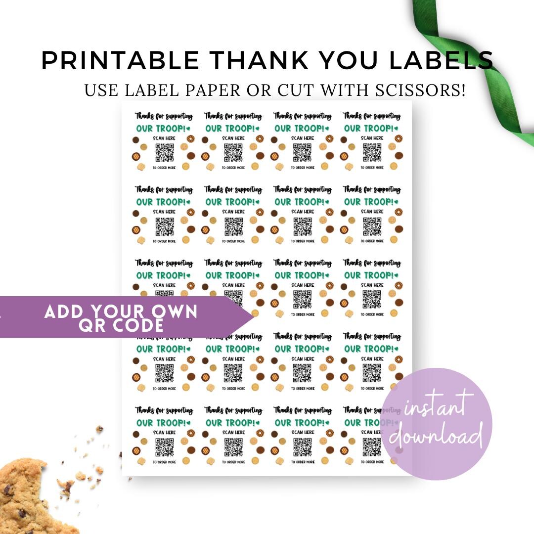 Girl Scout Cookie Thank You Labels: QR Code, 2x2 (digital Download) - Etsy