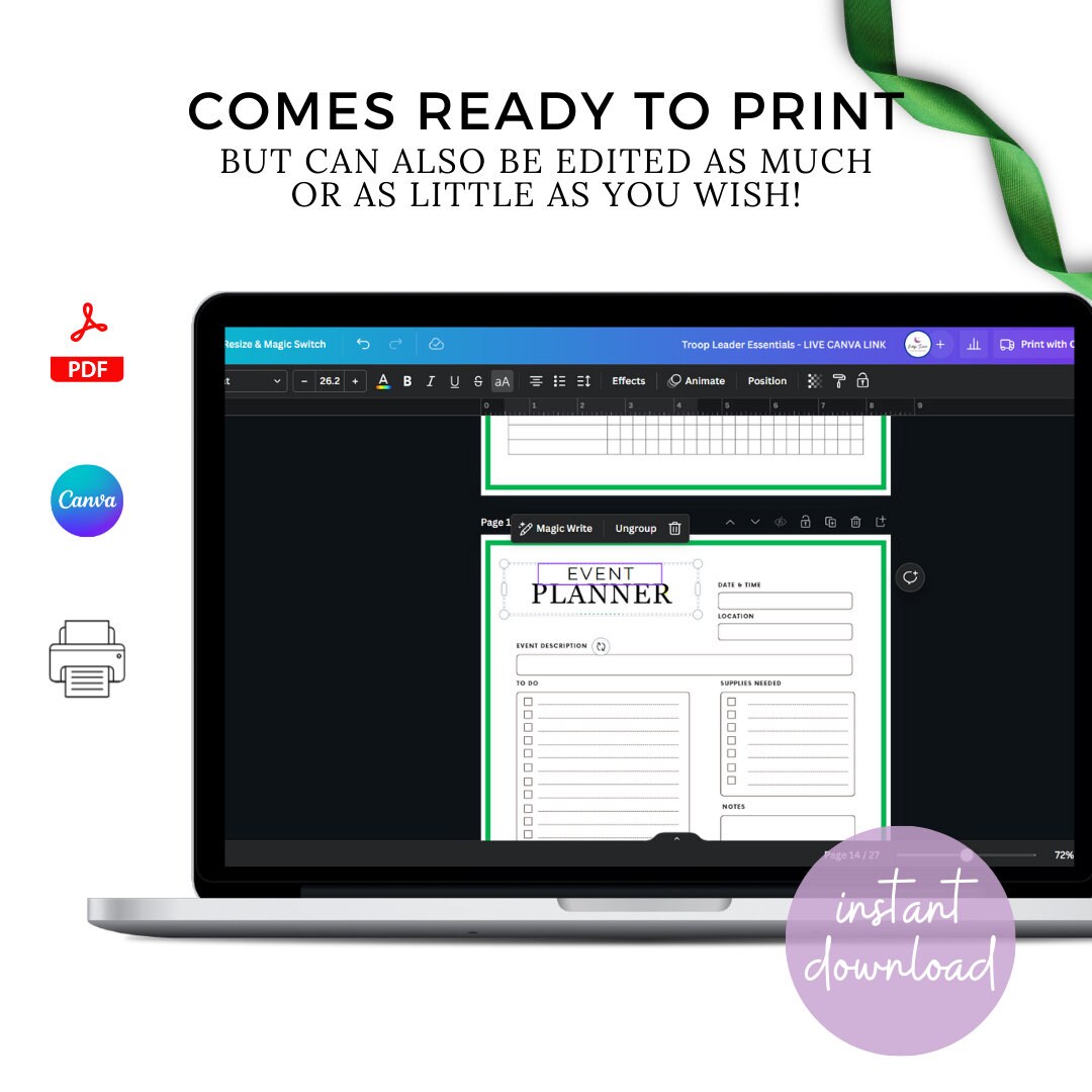 Girl Scout Troop Leader Planner: Editable Binder (digital Download) - Etsy