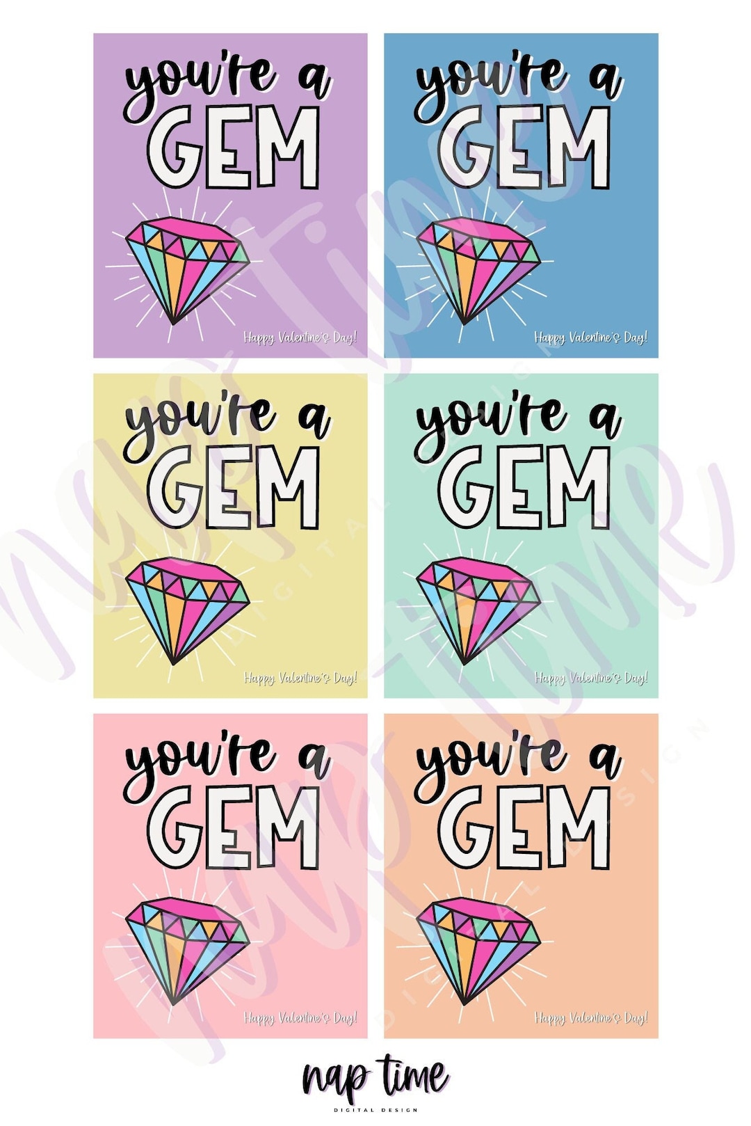 Printable You're a GEM Tag Cute Valentines Card Valentine Print for ...