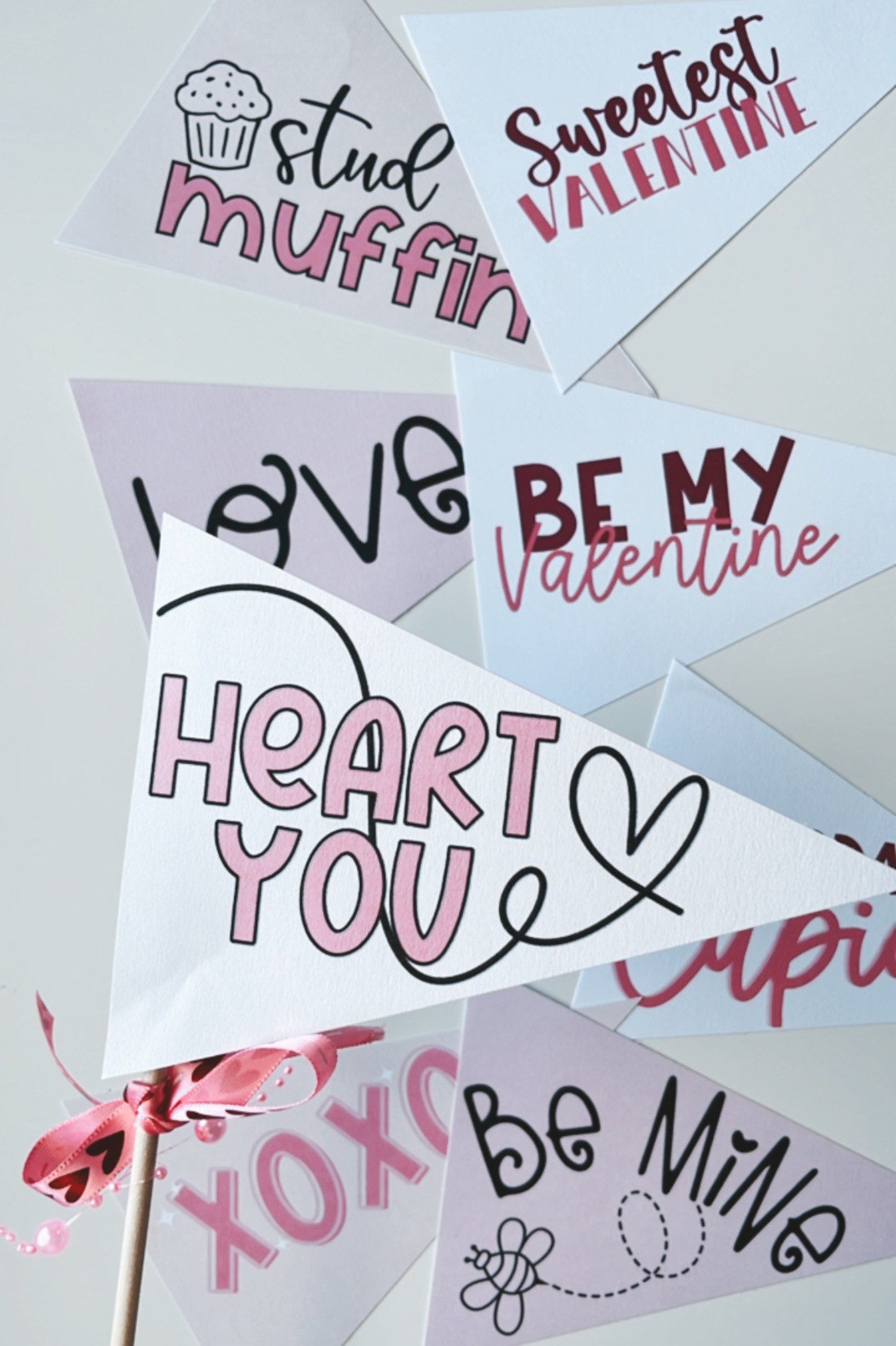 Printable Valentine Pennants Valentines Day Flag Printable Pennants ...