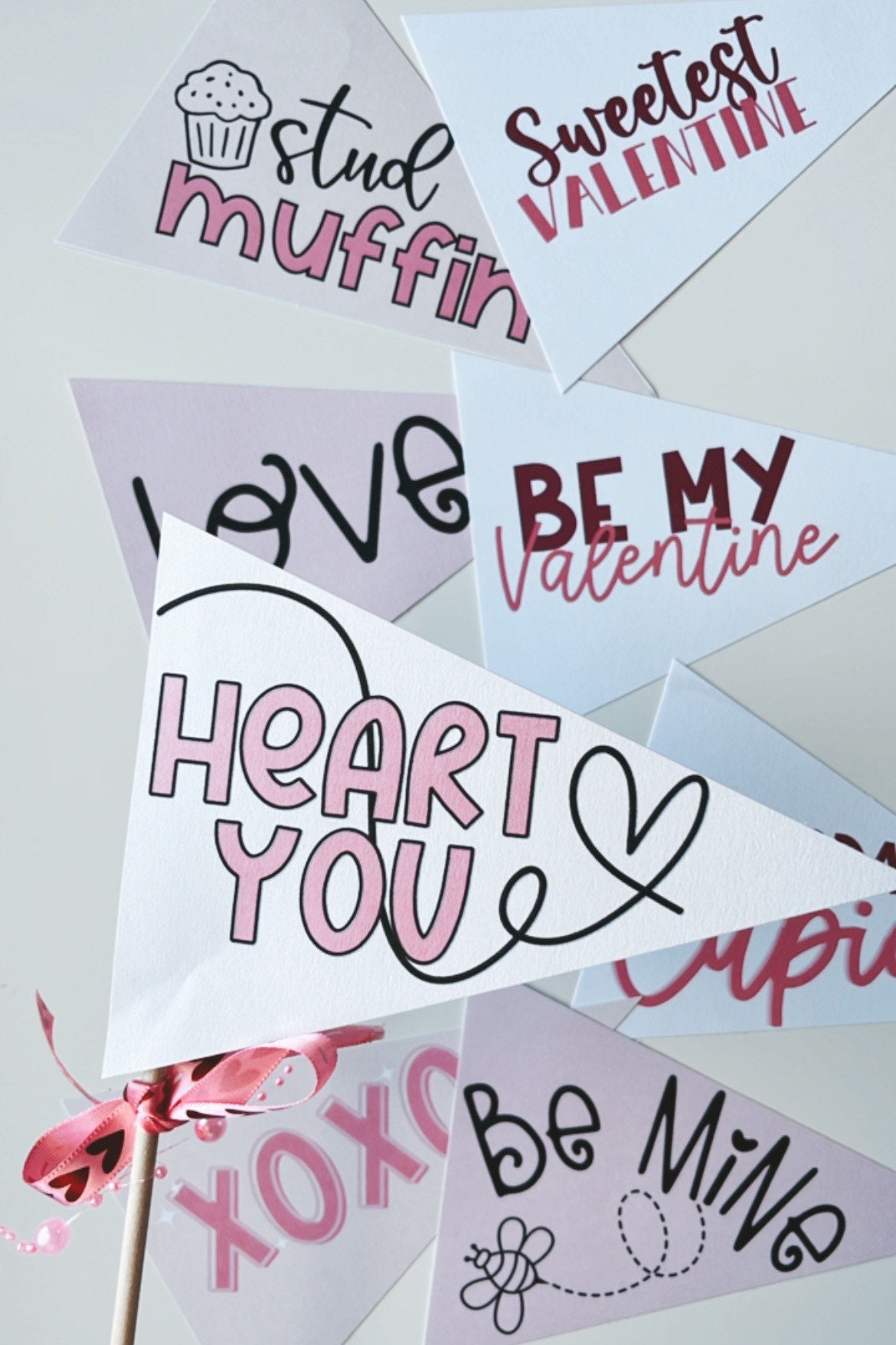 Printable Valentine Pennants Valentines Day Flag Printable Pennants ...