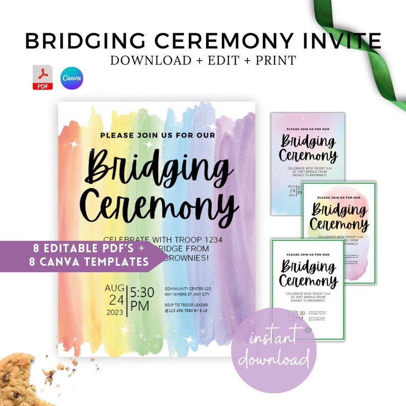 Girl Scout Bridging Ceremony Invitation: Editable Canva Template ...