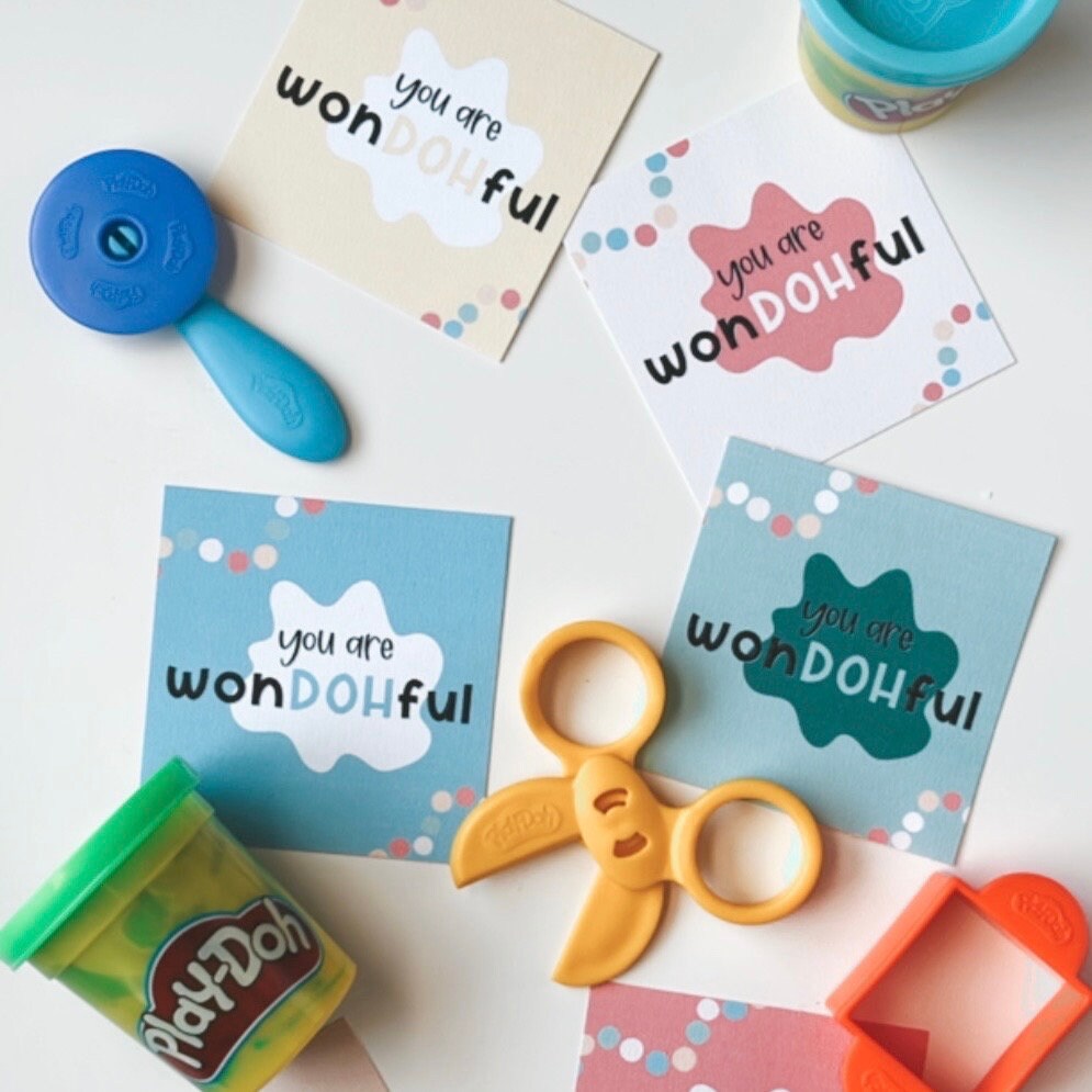 Play Doh Valentine Tag Printable Play Dough Card Playdoh Gift Tag for ...