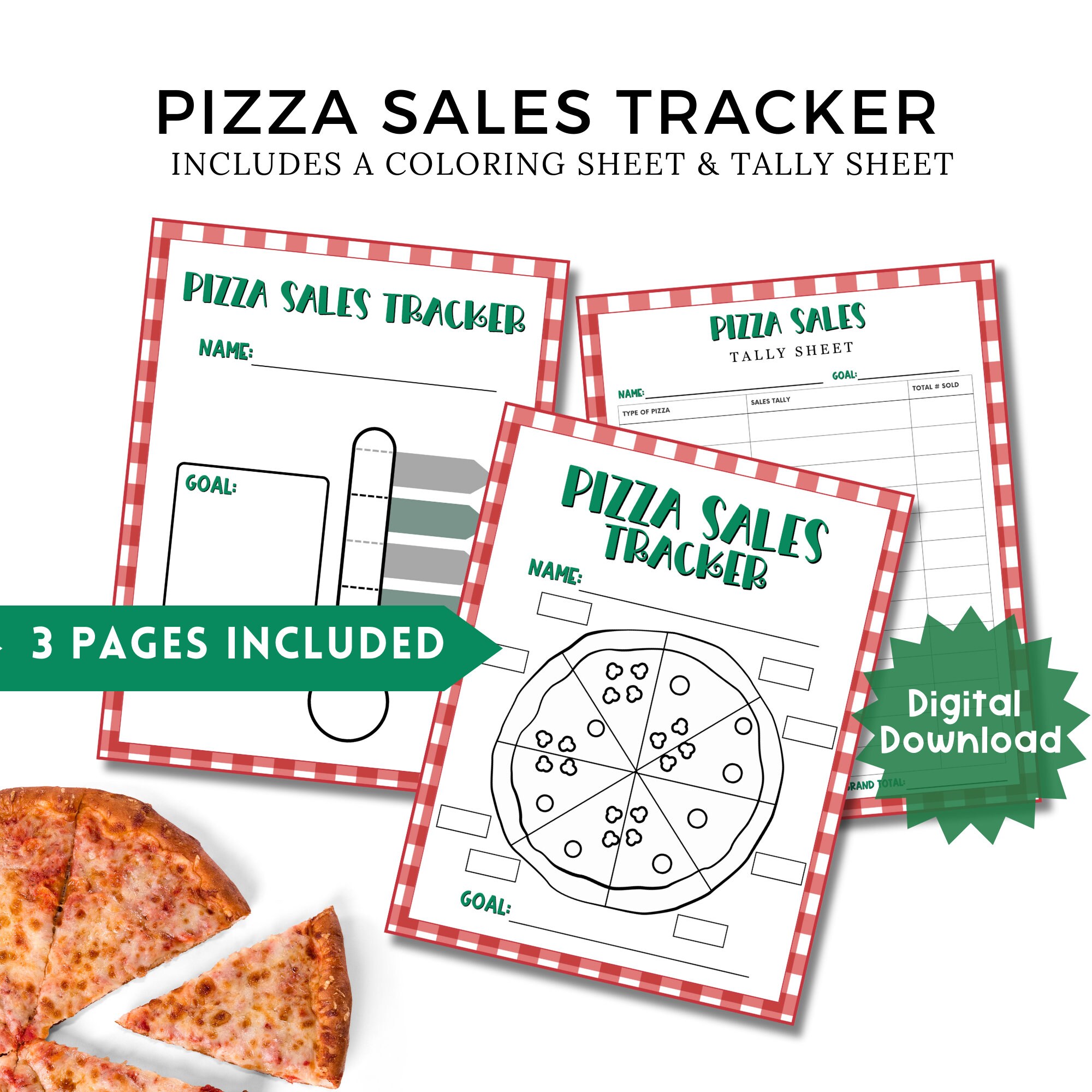 Pizza Fundraiser Printable: Sales Tracker & Coloring Page (digital ...