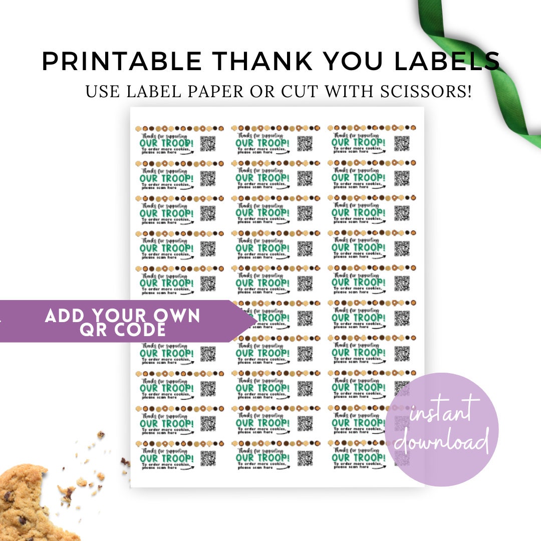 Girl Scout Cookie Thank You Labels With QR Code (digital Download) - Etsy