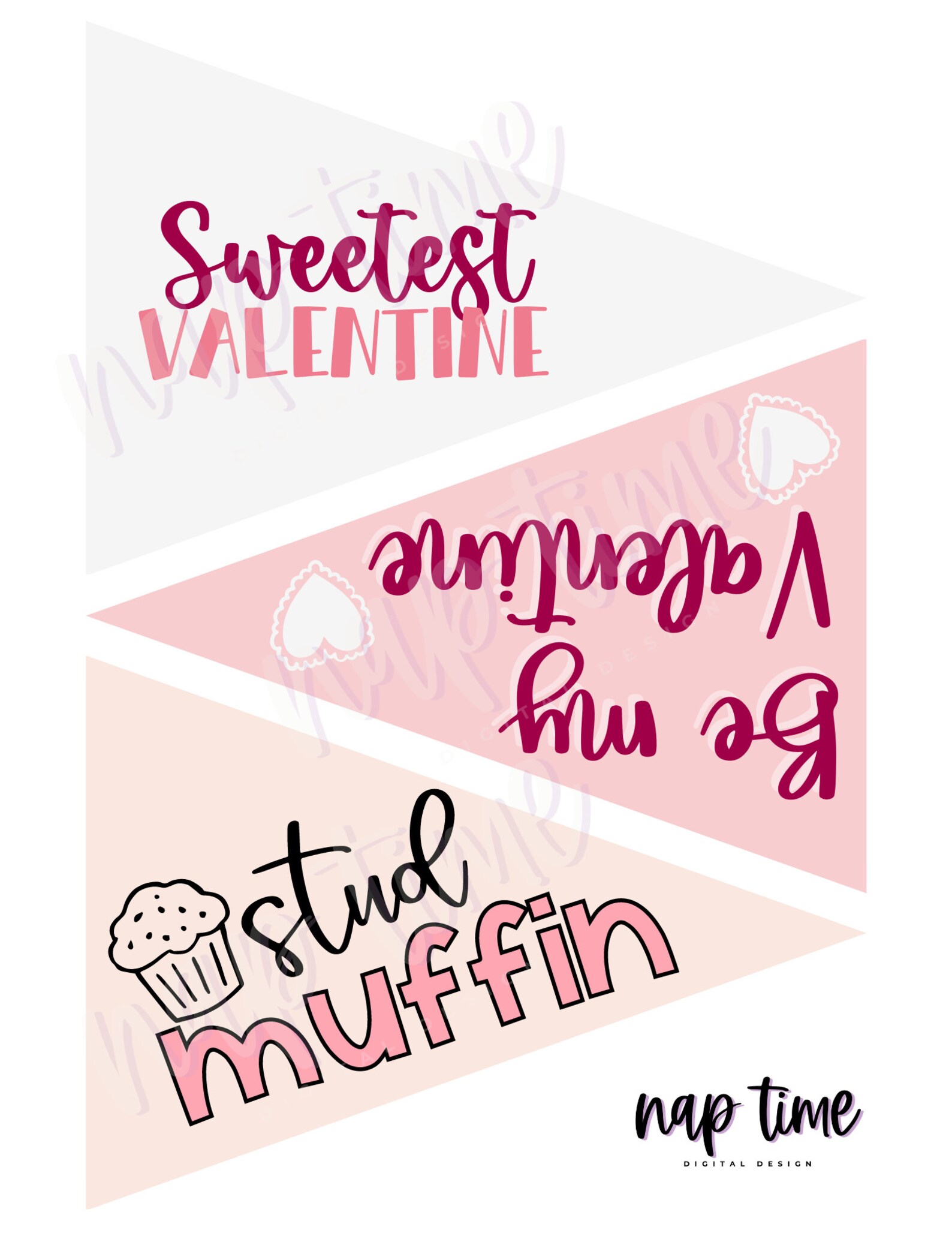 Printable Valentine Pennants Valentines Day Flag Printable Pennants ...