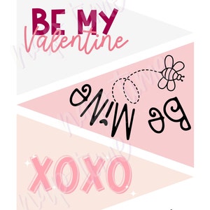 Printable Valentine Pennants Valentines Day Flag Printable Pennants ...