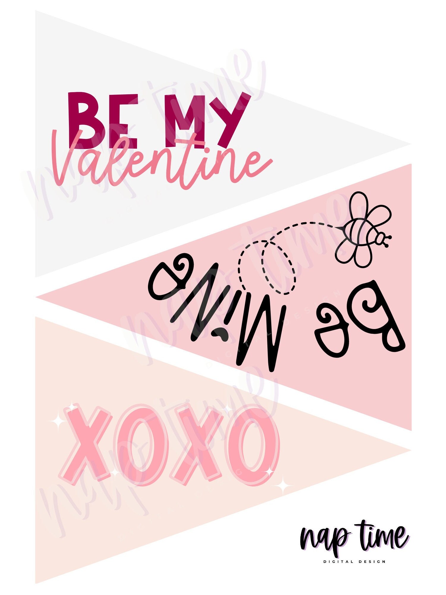 Printable Valentine Pennants Valentines Day Flag Printable Pennants ...