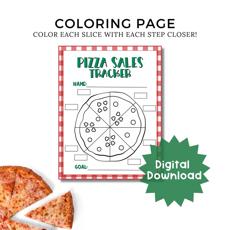 Pizza Fundraiser Printable: Sales Tracker & Coloring Page (digital ...