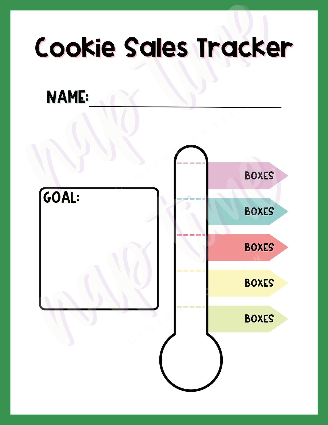 Printable Girl Scout Goal Sales Tracker Note Daisy Brownie Junior ...