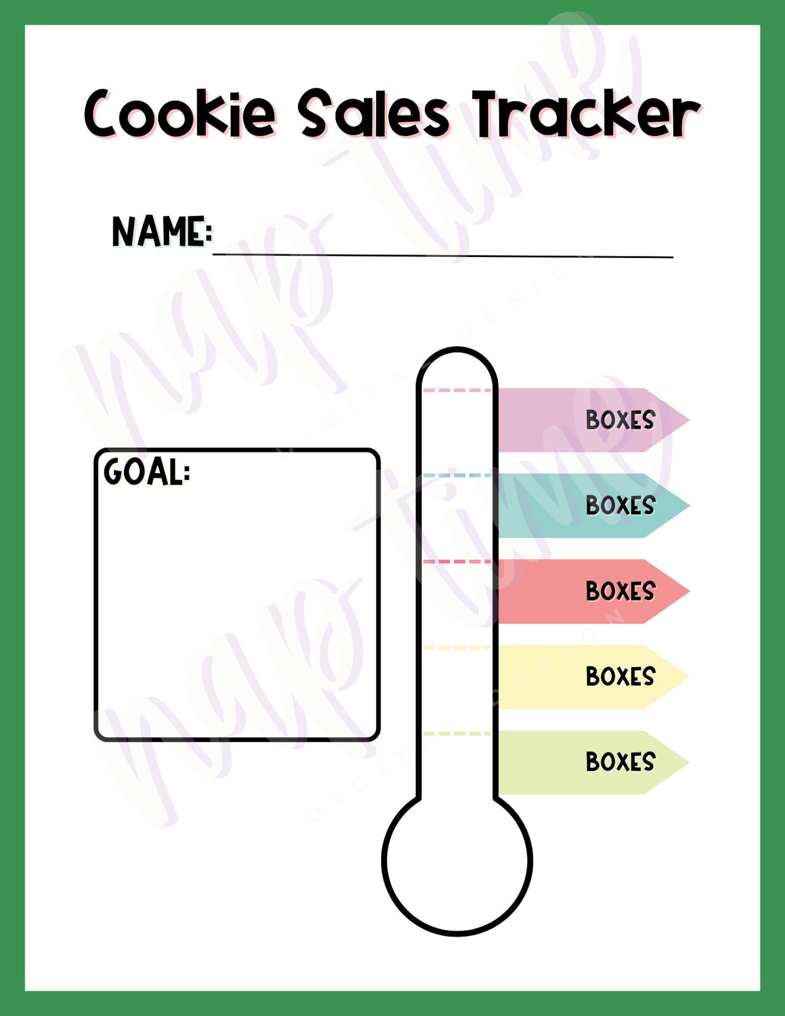 Printable Girl Scout Goal Sales Tracker Note Daisy Brownie Junior ...