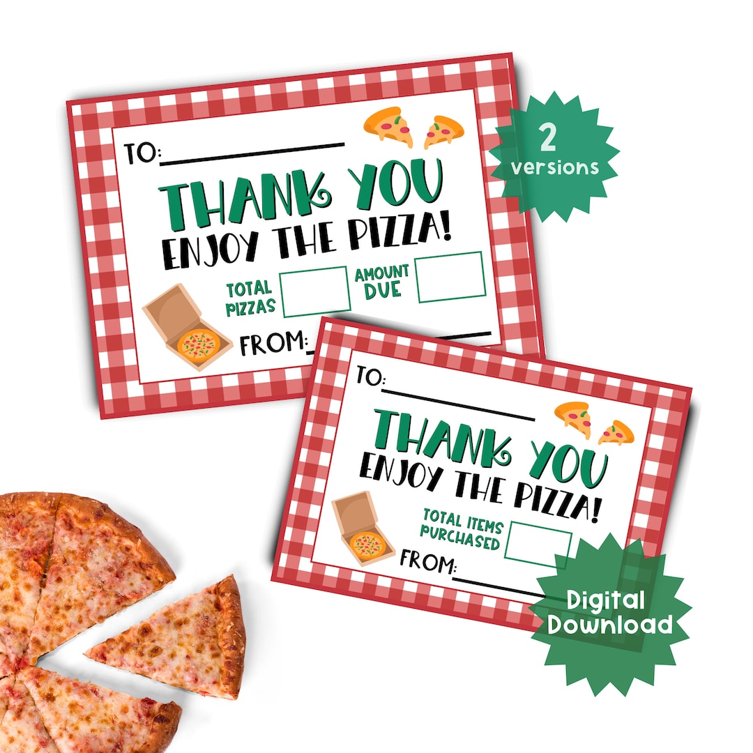 Fundraiser Thank You Pizza Thank You Tags Church Fundraiser Delivery ...