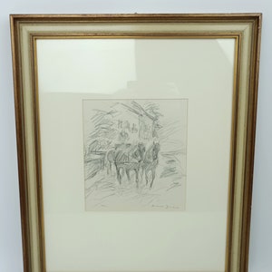 Pencil Drawing by Otto Dill, Horse Carriage, SIGNED, 1930s - Etsy
