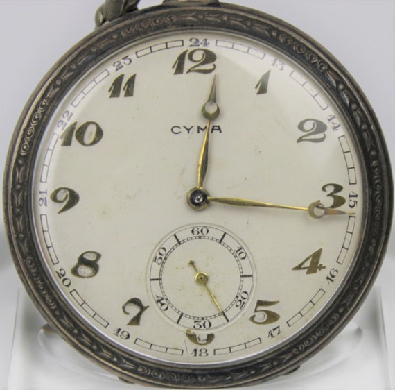 Antique Swiss Cyma Art Deco silver pocket watch, 1920… - Gem
